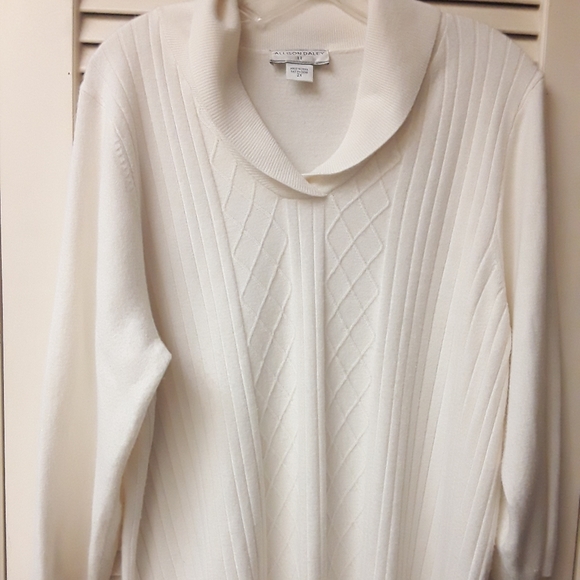 Allison Daley | Sweaters | Allison Daley White Cable Knit Sweater 2x ...